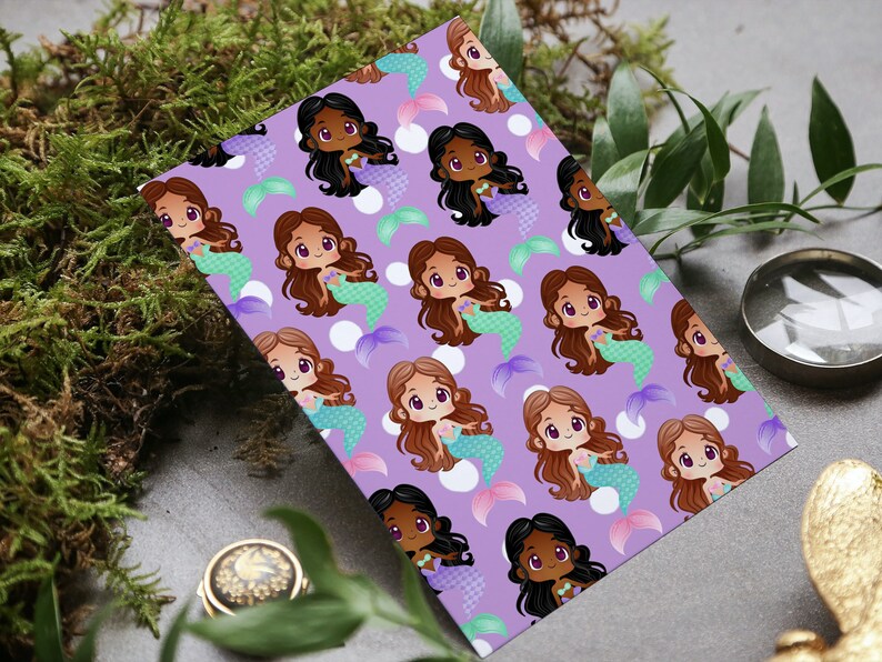 Cute Mermaid Seamless Digital Papers 2, Mermaids and Tail Scales, Pink ...