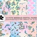 Cute Mermaid Seamless Digital Papers 1, Mermaids and Sea Creatures ...