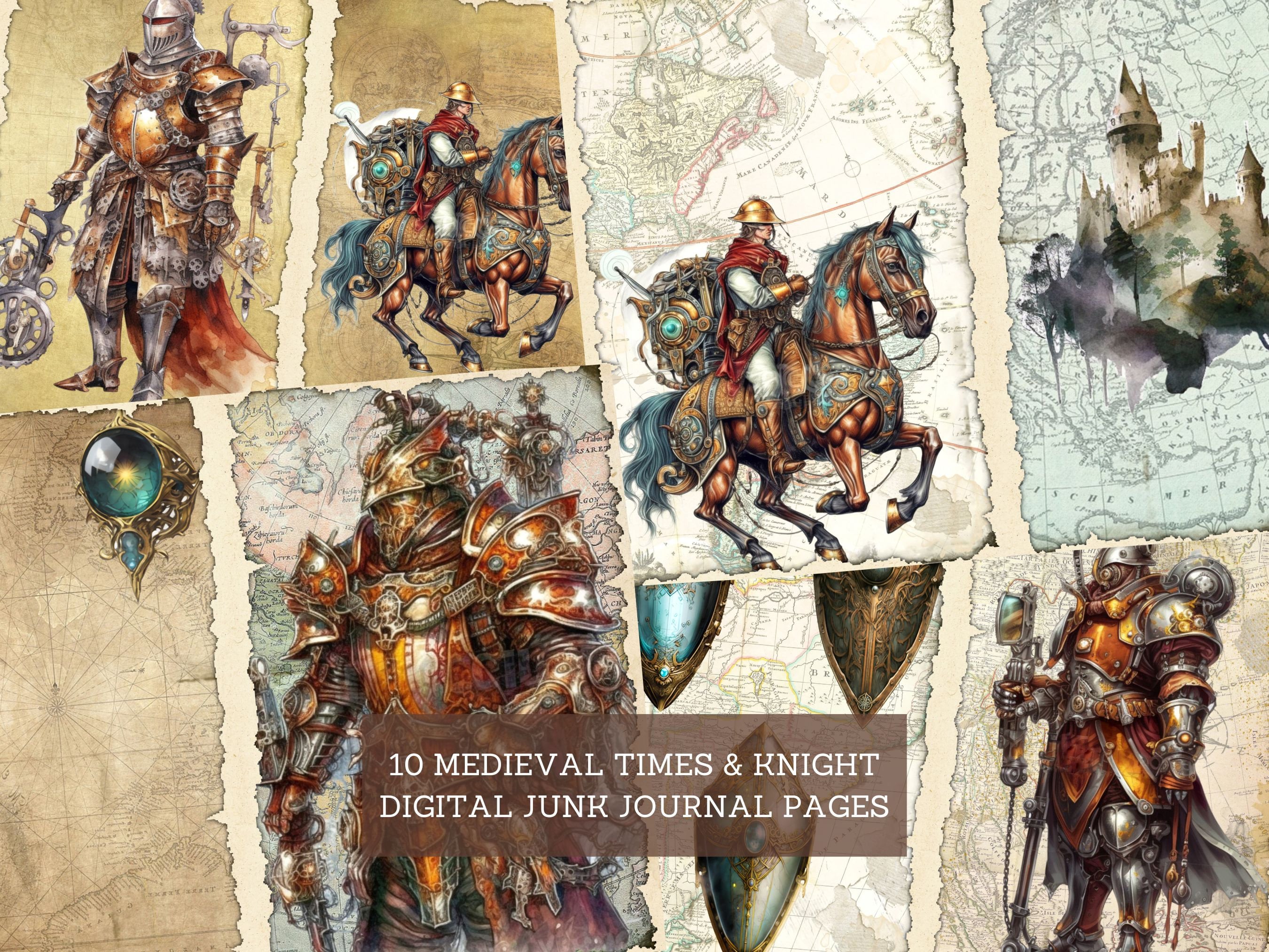 Medieval Times & Knights Junk Journal Pages, Vintage Castles Junk ...