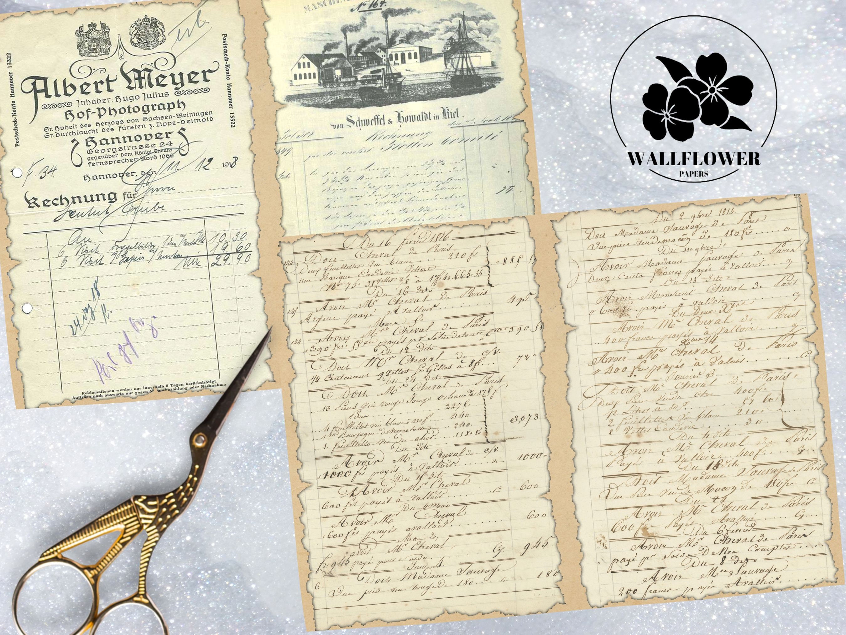 Vintage Ledgers & Invoices Junk Journal Pages, Old Receipts Junk ...