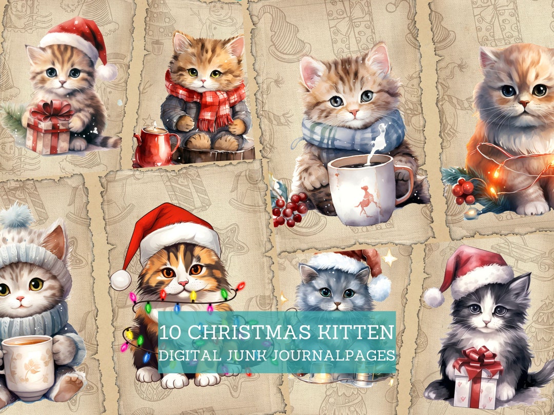Christmas Kittens Junk Journal Pages, Hot Chocolate & Gifts Junk ...