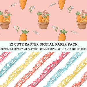 Easter Bunny Seamless Digital Papers, Eggs & Chickens Scrapbook Paper ...