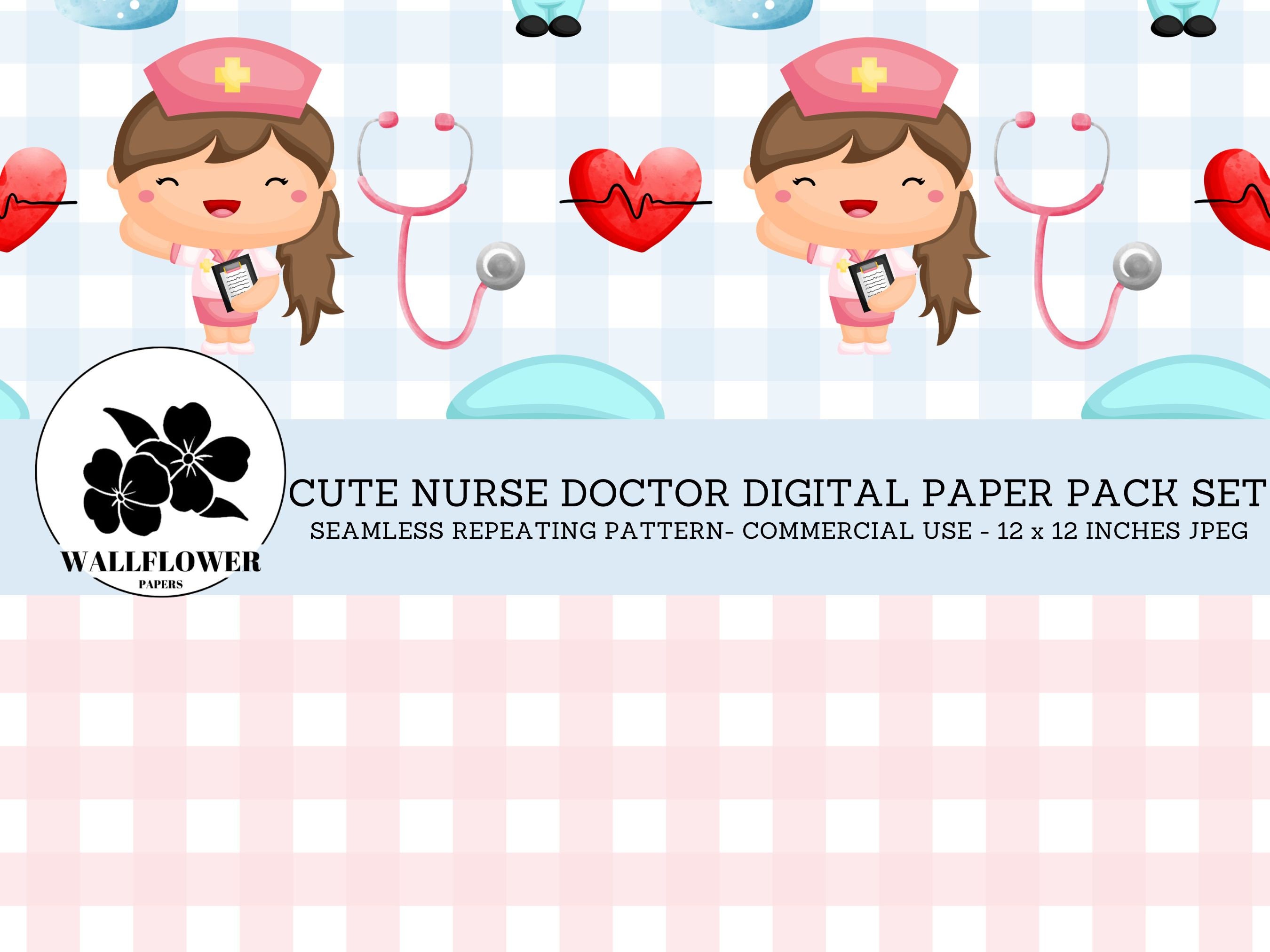 Cute Nurse Doctor Seamless Digital Papers 2, Nurses, Doctors and ...