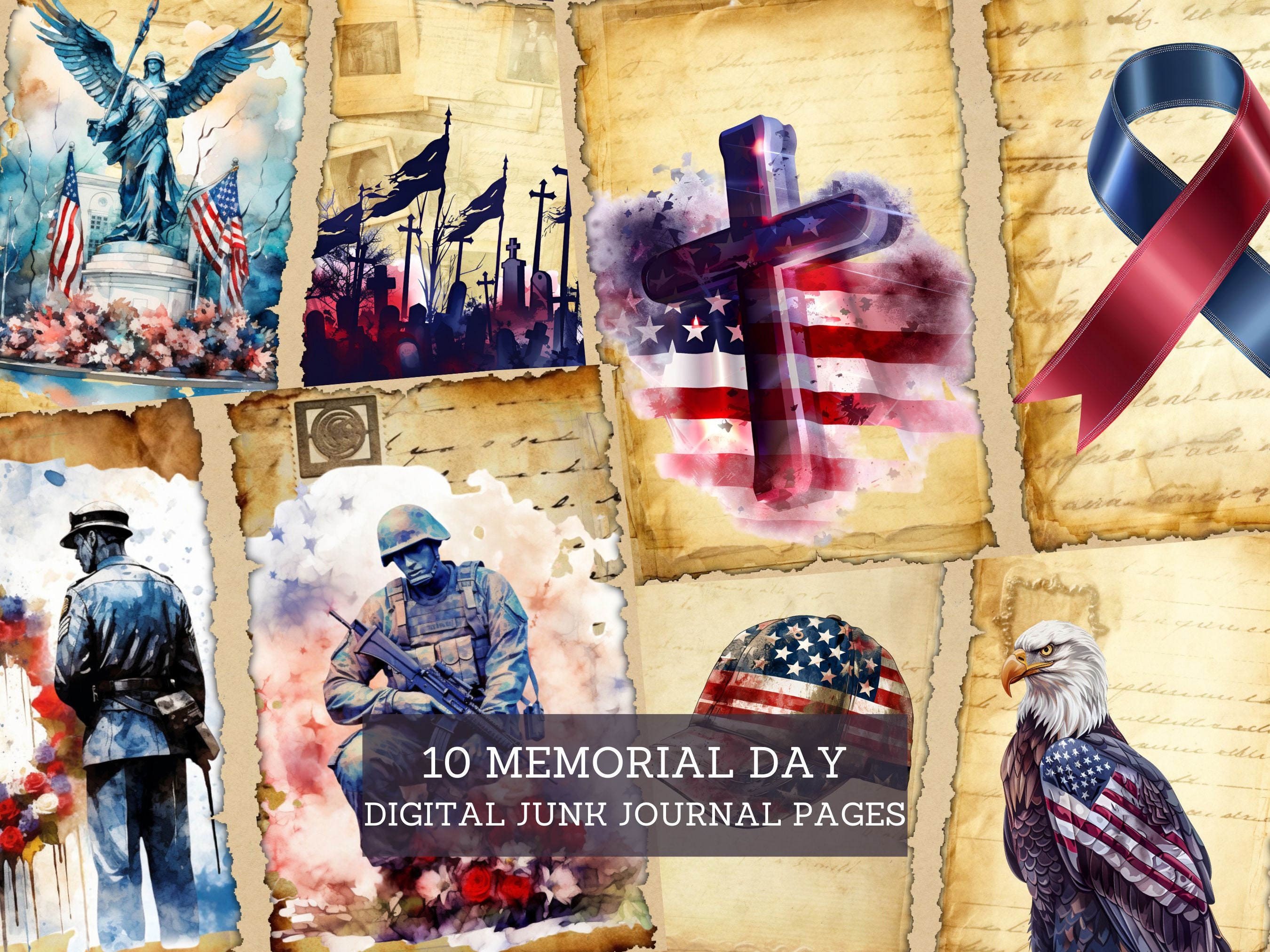 Memorial Day Junk Journal Pages, Veteran's Day Celebration Junk Journal ...