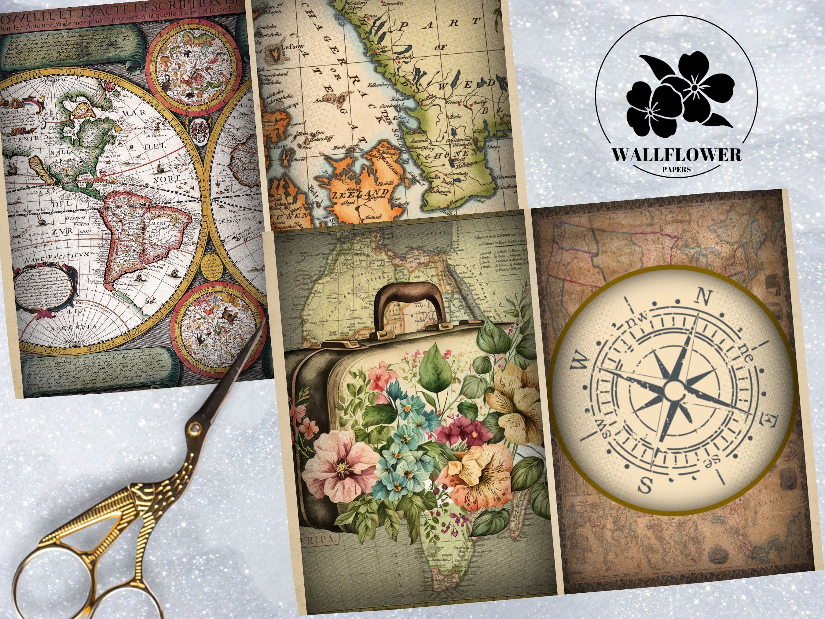 Travel & Adventure Junk Journal Pages, Vintage Travel Junk Journal Kit ...