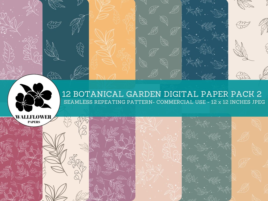 Botanical Garden Seamless Digital Papers, Bohemian Purple Flowers and ...