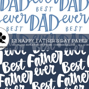 Best Dad Ever Seamless Digital Papers, Mustache & Bows, Father's Day ...