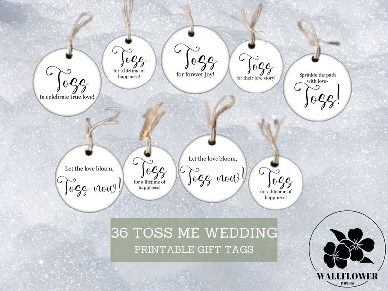 Toss Me Wedding Printable Tags, Wedding Day Digital Gifts Tags, Bridal ...