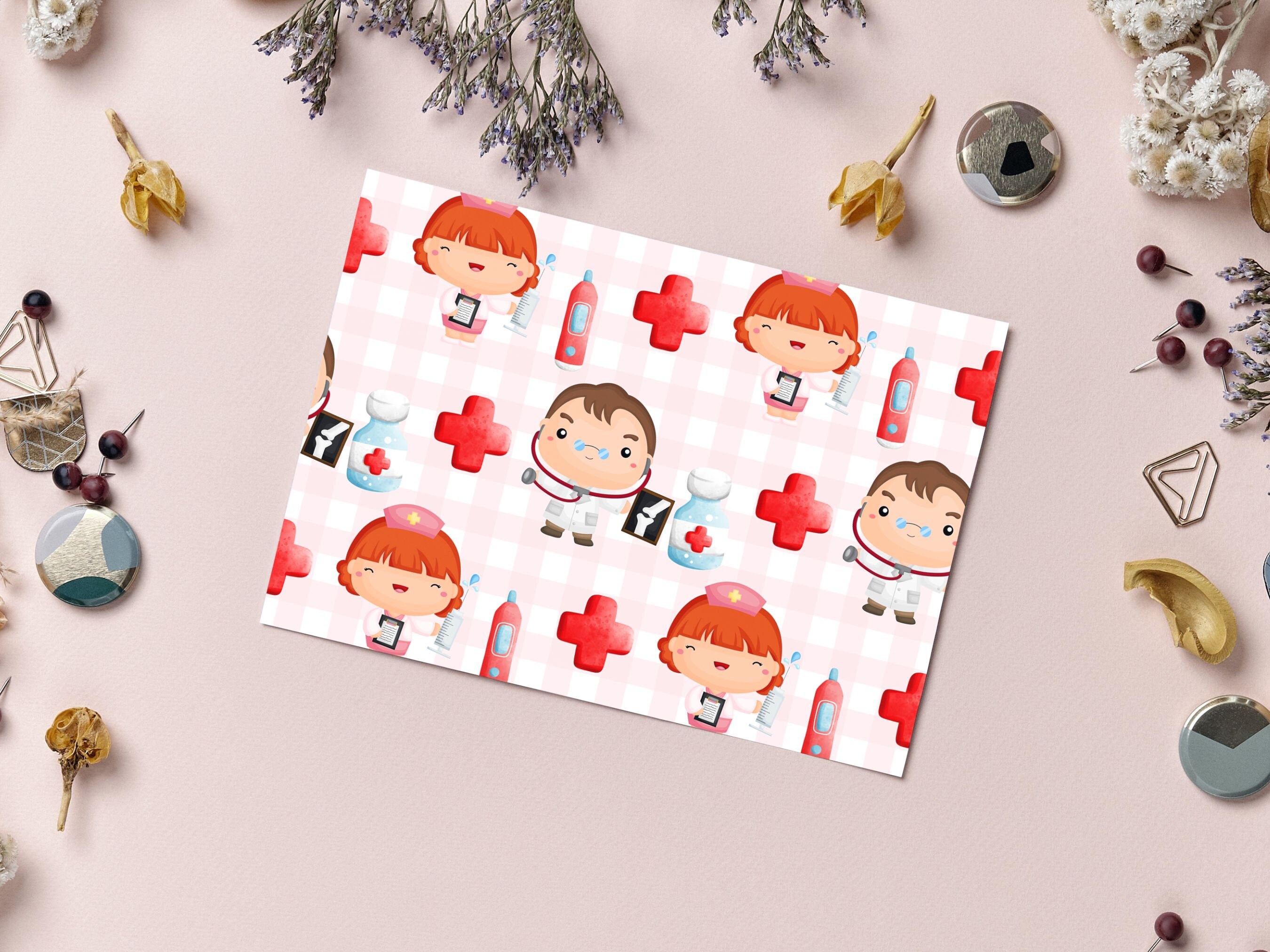 Cute Nurse Doctor Seamless Digital Papers 2, Nurses, Doctors and ...
