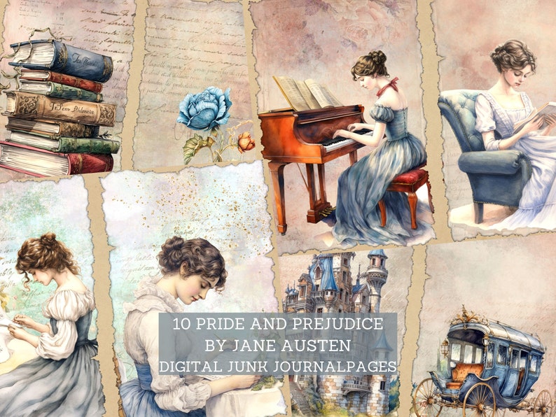 Pride and Prejudice Junk Journal Pages, Vintage Classic Junk Journal ...