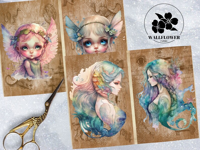 Fairies & Mythical Creatures Junk Journal Pages, Fantasy Junk Journal ...