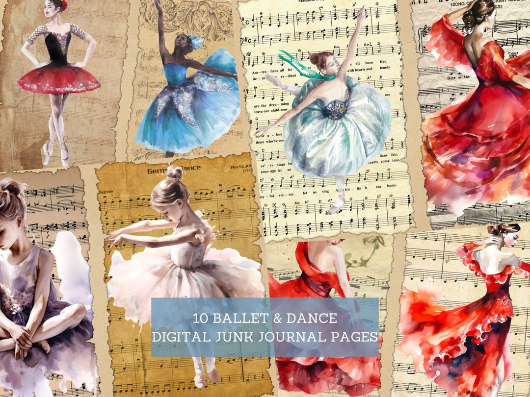 Ballet & Dance Junk Journal Pages, Vintage Ballerina Junk Journal Kit ...