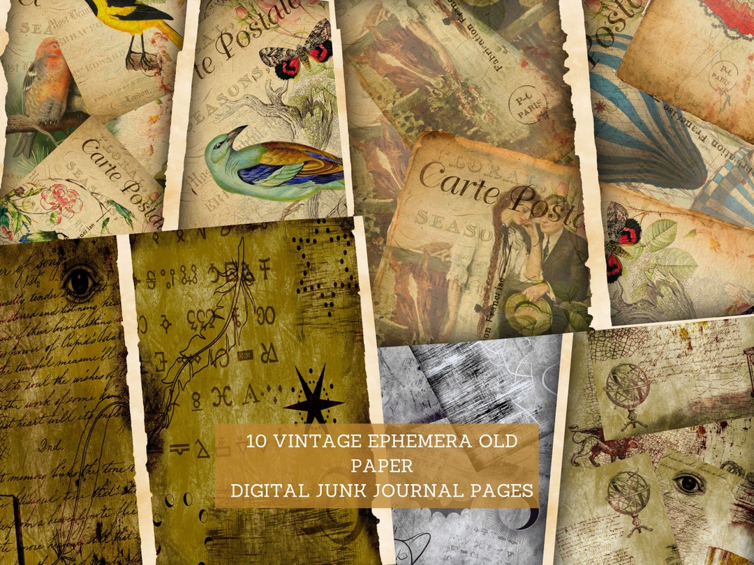 Old Papers Junk Journal Pages, Vintage Ephemera Junk Journal Kit, Cut ...