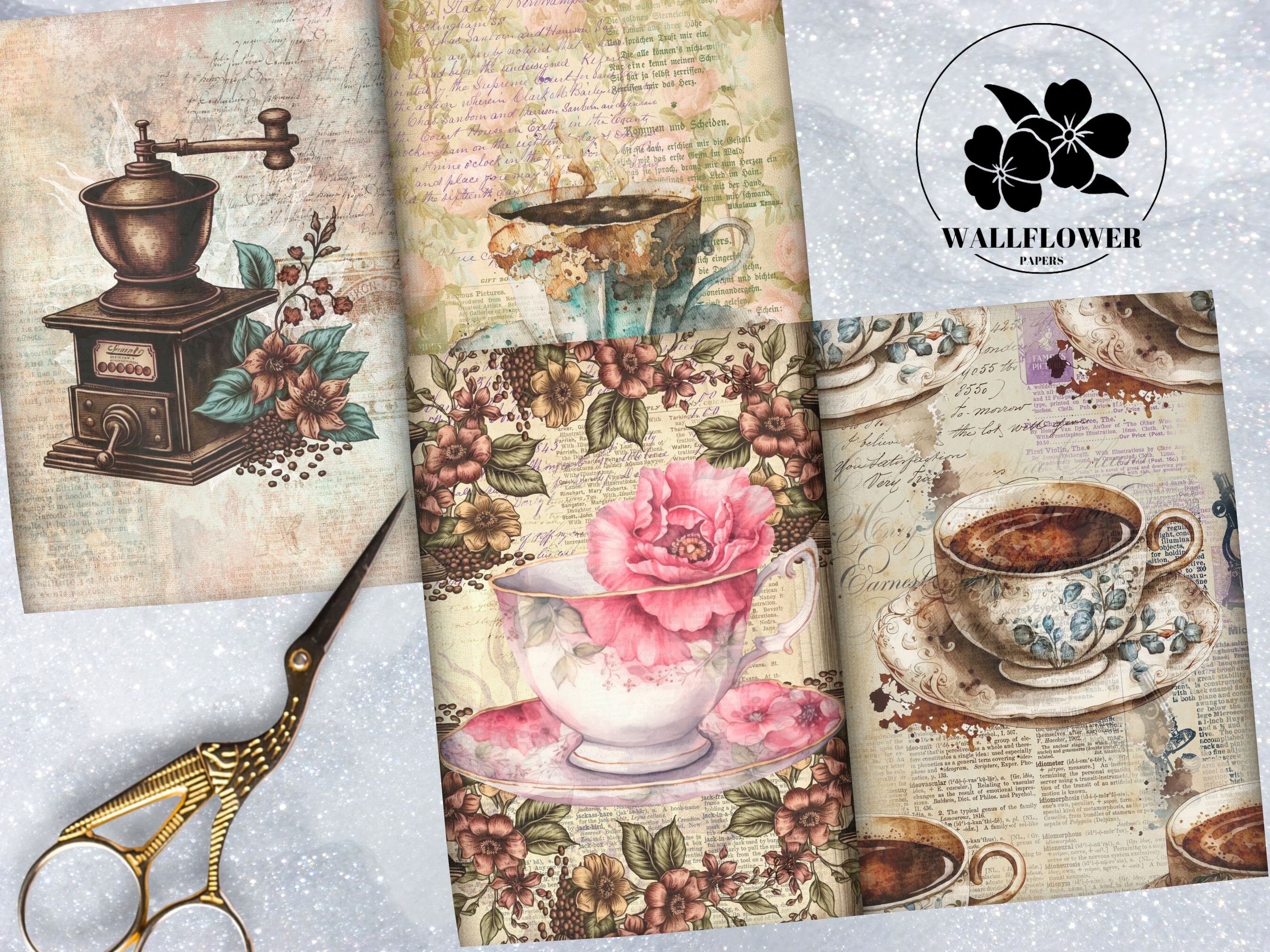 Tea & Coffee Junk Journal Pages, Vintage Mornings Junk Journal Kit ...