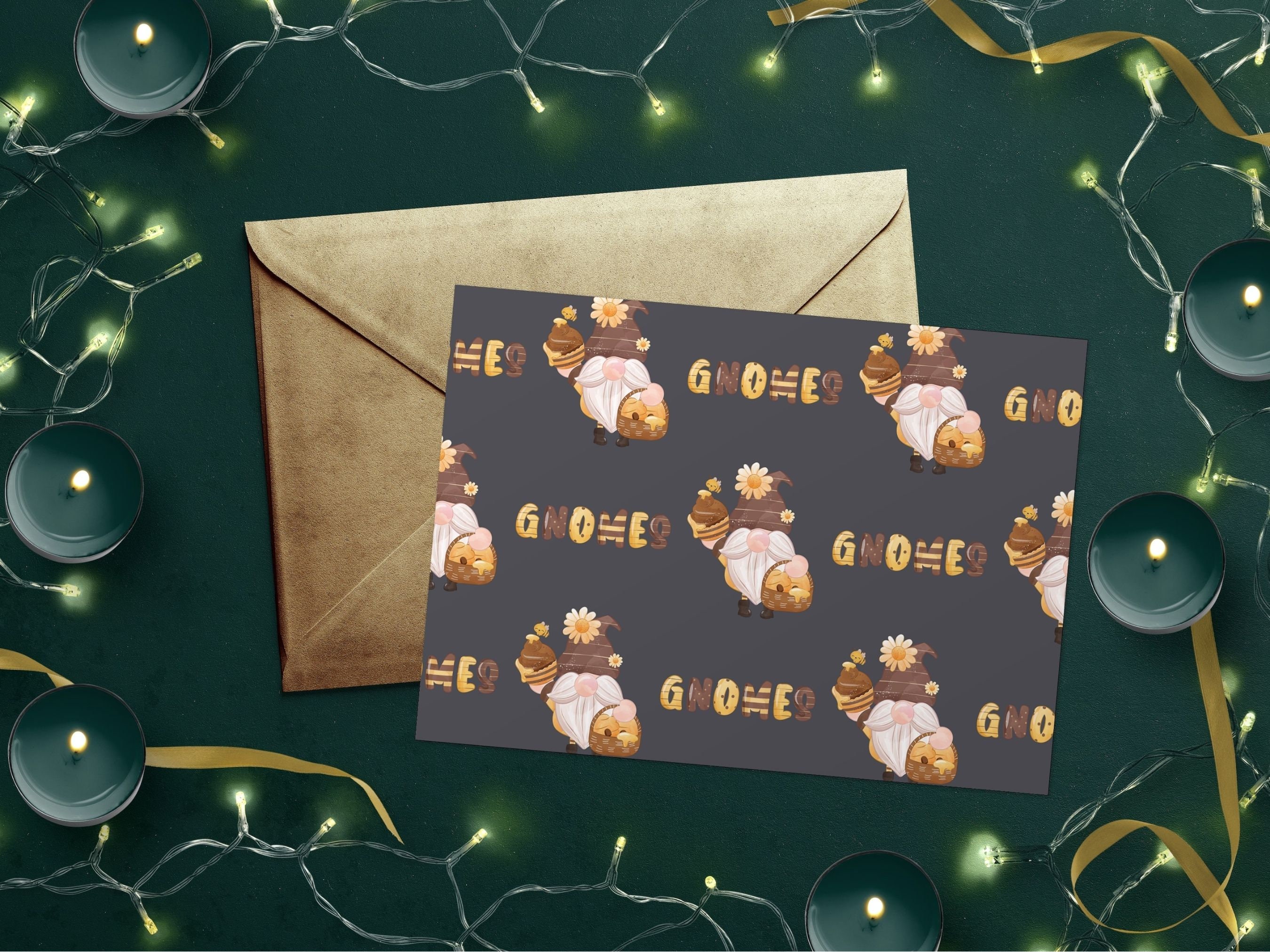 Honey Bee Gnome Seamless Digital Papers, Gnomes & Honey Bees Scrapbook ...