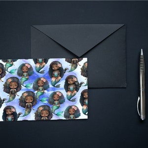Cute Dark-skinned Mermaids Seamless Digital Papers, Mermaids and Sea ...