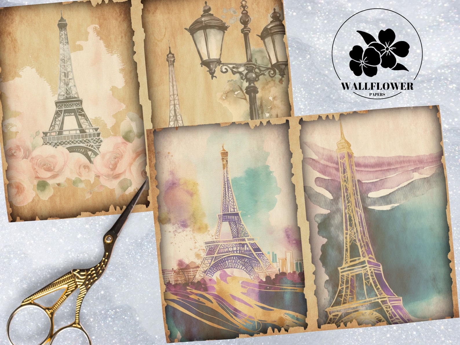 Paris & French Junk Journal Pages, Vintage France Junk Journal Kit, Cut ...