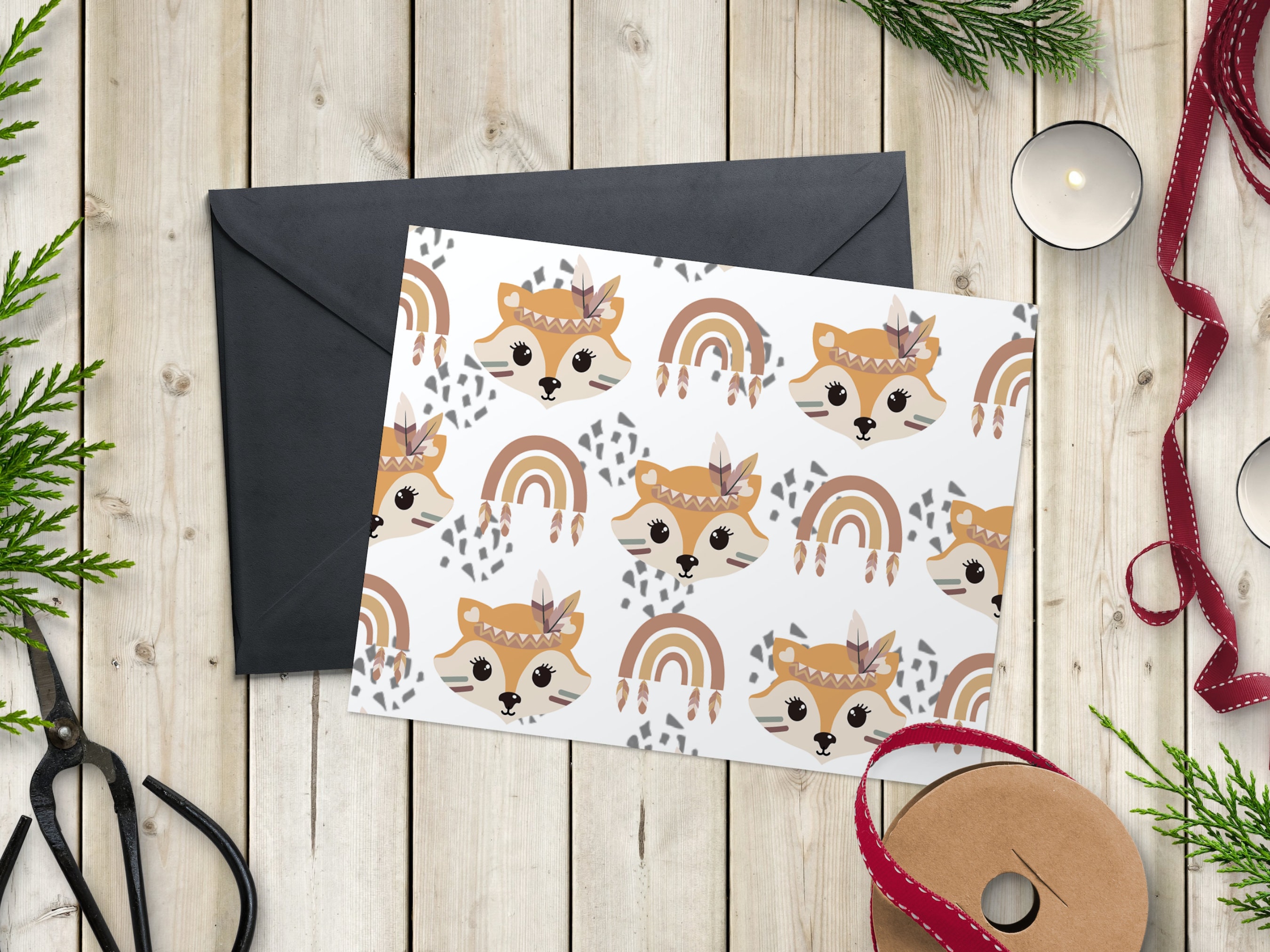 Boho Fox Nursery Seamless Digital Papers, Baby Fox Woodland Animal ...