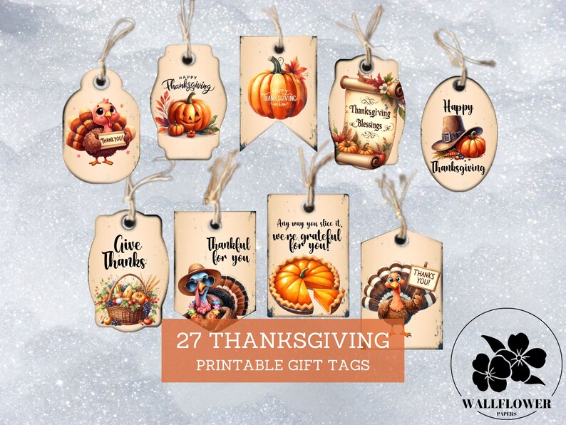 Thanksgiving Printable Tags, Thanksgiving Day Digital Gifts Tags ...
