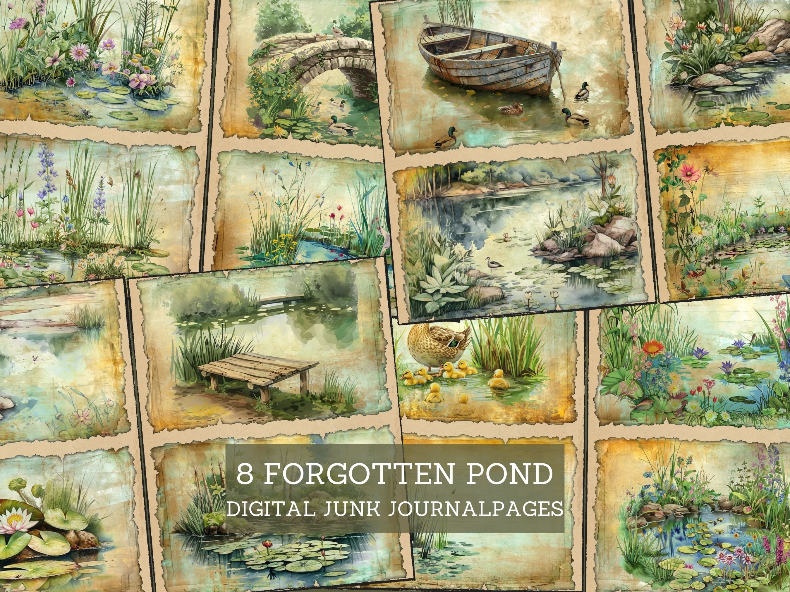 Forgotten Pond Junk Journal Pages, Edge of the Country Pond Junk ...