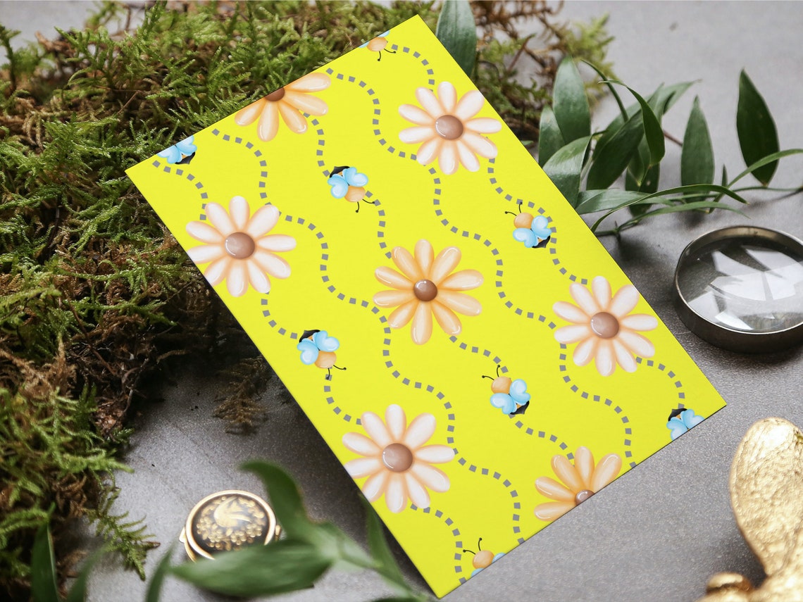 Honey Bee Seamless Digital Papers, Flowers & Bees Scrapbook Paper, Bee ...