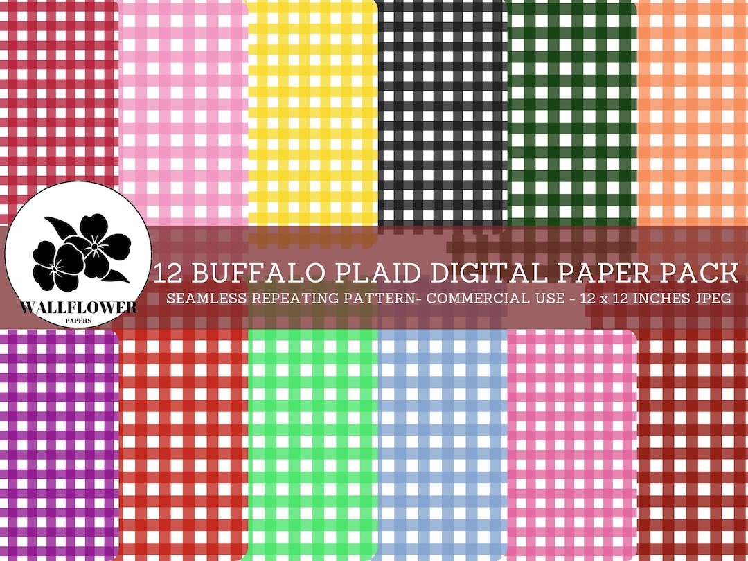 Buffalo Plaid Seamless Digital Papers, Pastel and White Plaid ...