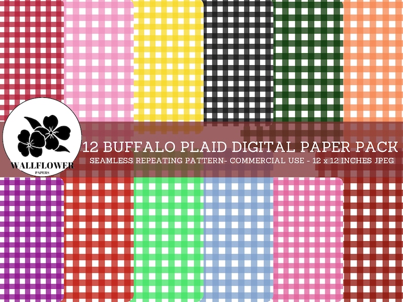 Buffalo Plaid Seamless Digital Papers, Pastel and White Plaid ...