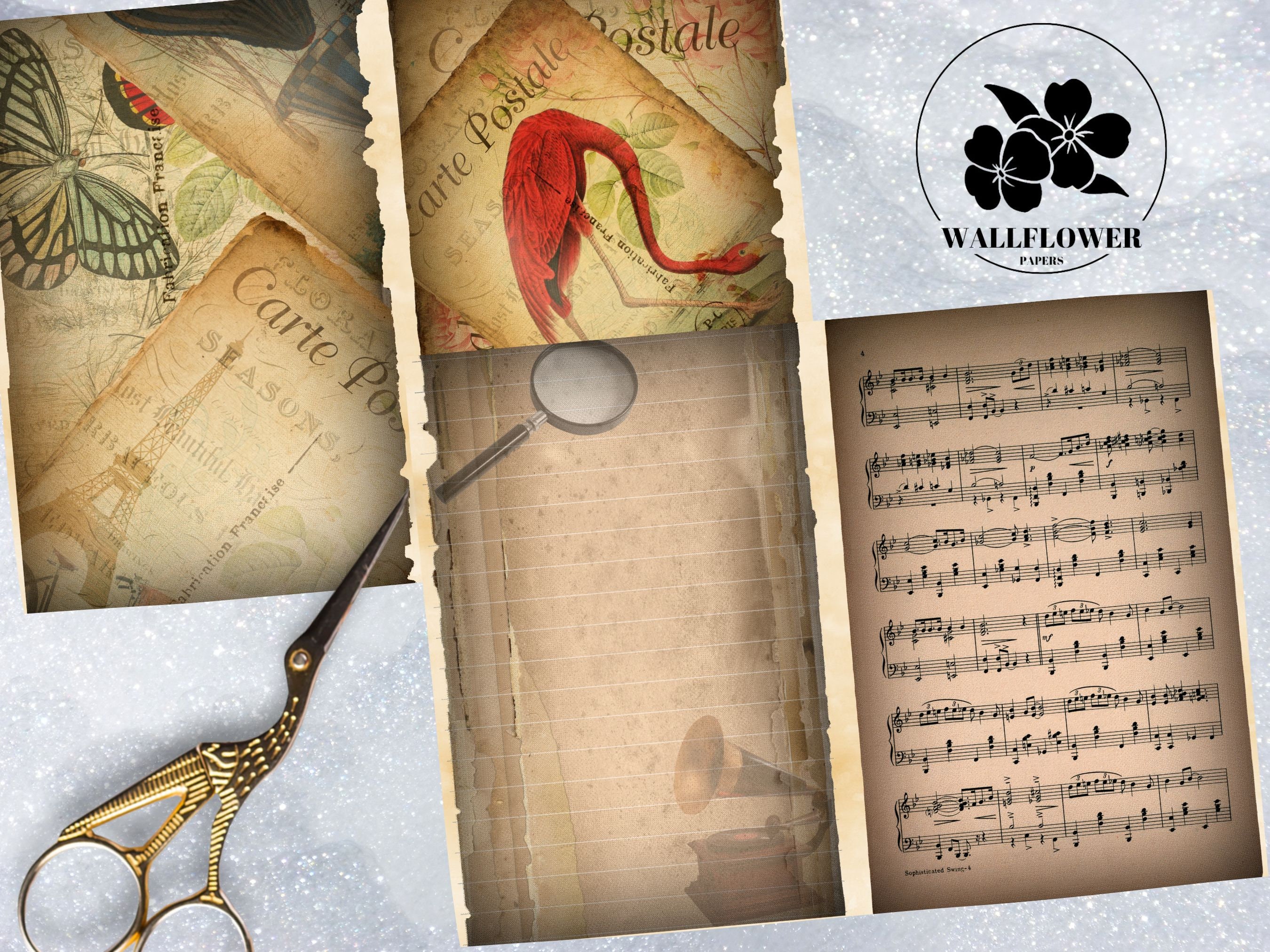 Old Papers Junk Journal Pages, Vintage Ephemera Junk Journal Kit, Cut ...