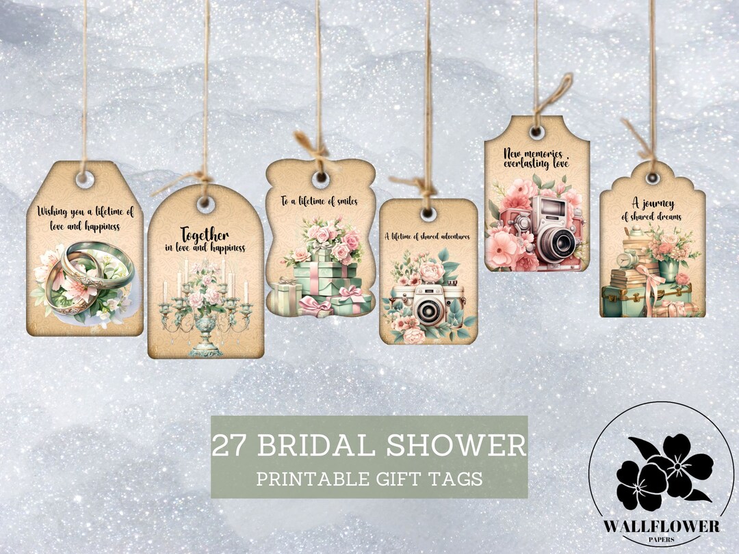 Bridal Shower Printable Tags, Bride-to-be Digital Gifts Tags ...