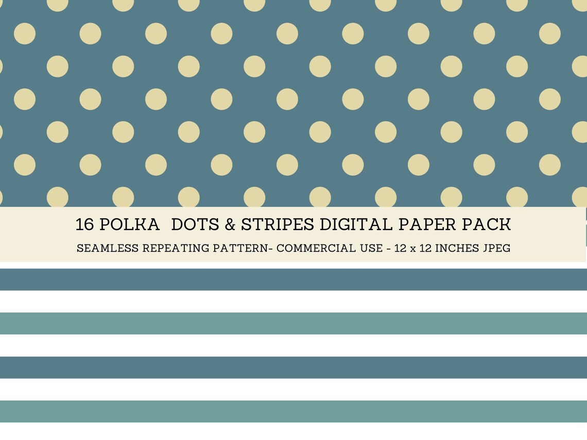 Desert Boho Colored Polka Dots & Stripes Seamless Digital Papers ...