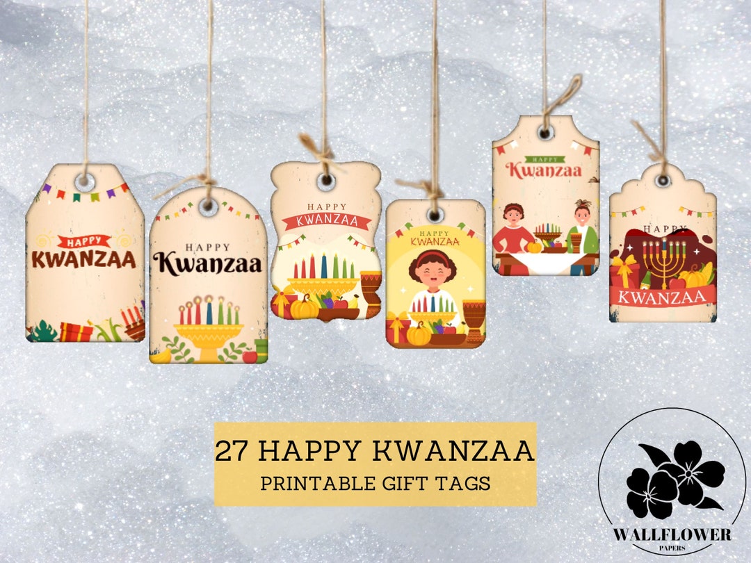 Happy Kwanzaa Printable Tags, Kwanzaa Day Digital Gifts Tags, Habari ...