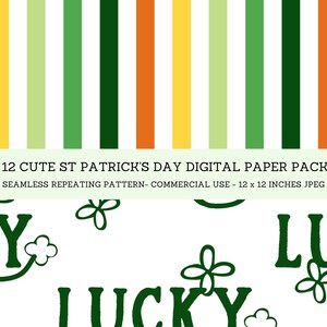St Patrick's Day Seamless Digital Papers, Rainbow Unicorn & Shamrock ...