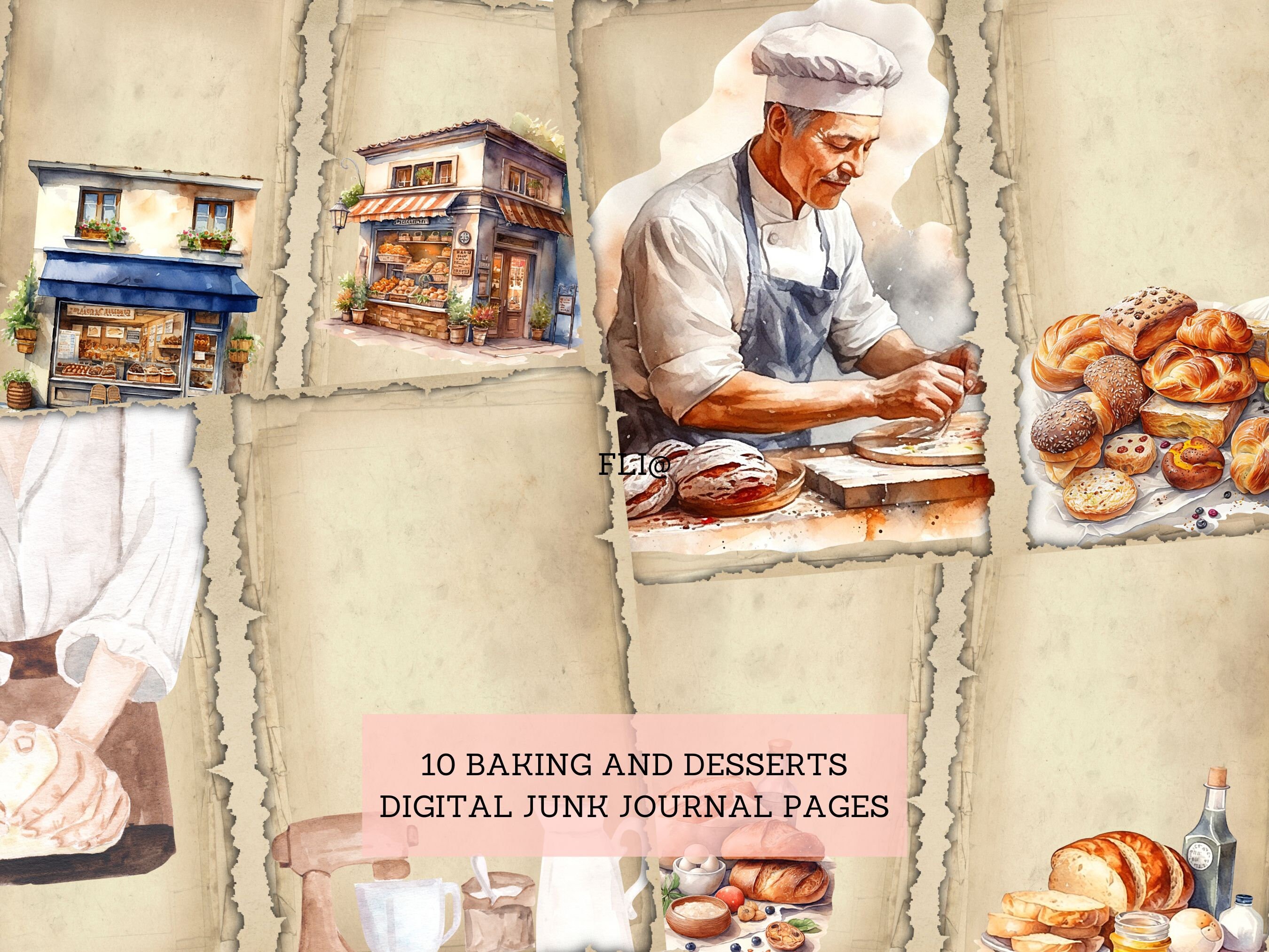 Baking & Desserts Junk Journal Pages, Vintage Bakery Junk Journal Kit ...