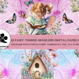 Magical Fairies Seamless Digital Papers, Reading Fairies, Butterflies ...