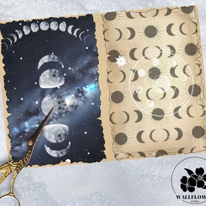 Celestial Moon Stars & Night Sky Junk Journal Pages, Vintage Junk ...