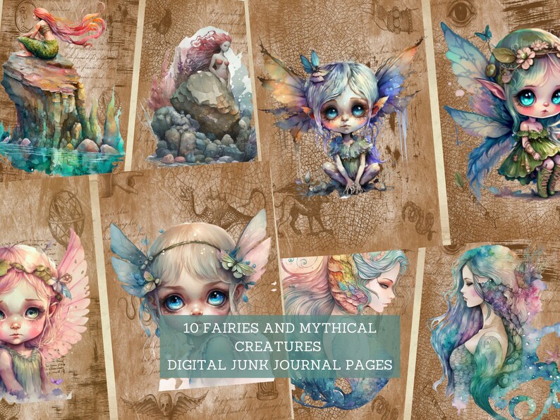 Fairies & Mythical Creatures Junk Journal Pages, Fantasy Junk Journal ...