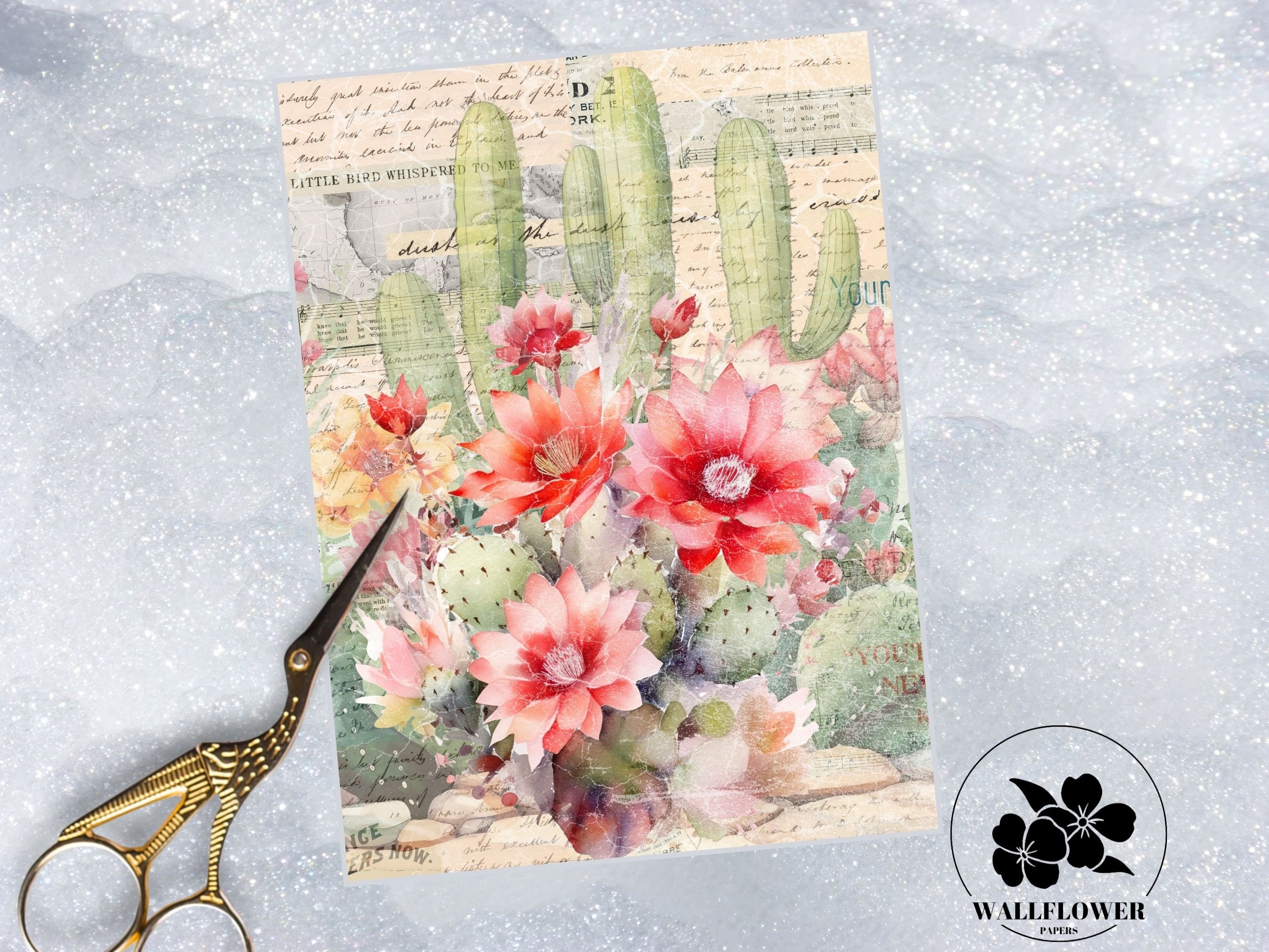 Desert Oasis Junk Journal Pages, Cactus & Desert Flowers Junk Journal ...