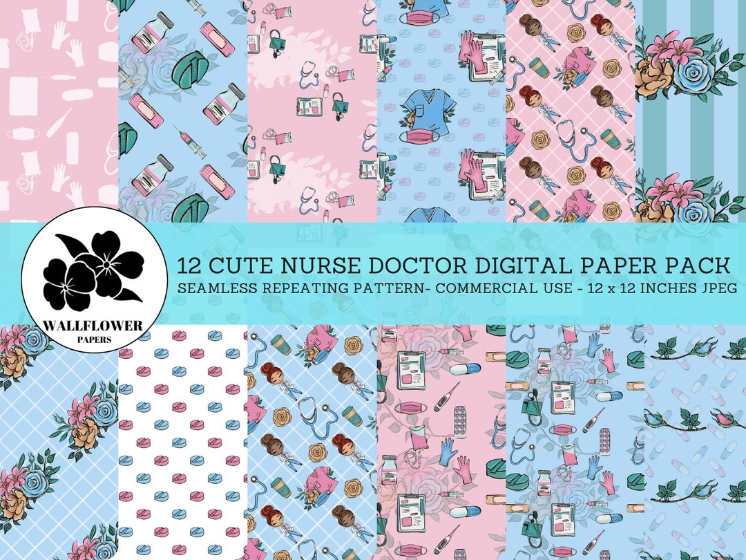 Cute Nurse Doctor Seamless Digital Papers, Nurses, Doctors, and ...
