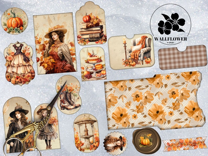 Victorian Fall Junk Journal Kit, Vintage Autumn Cut Out Sheets, Junk ...