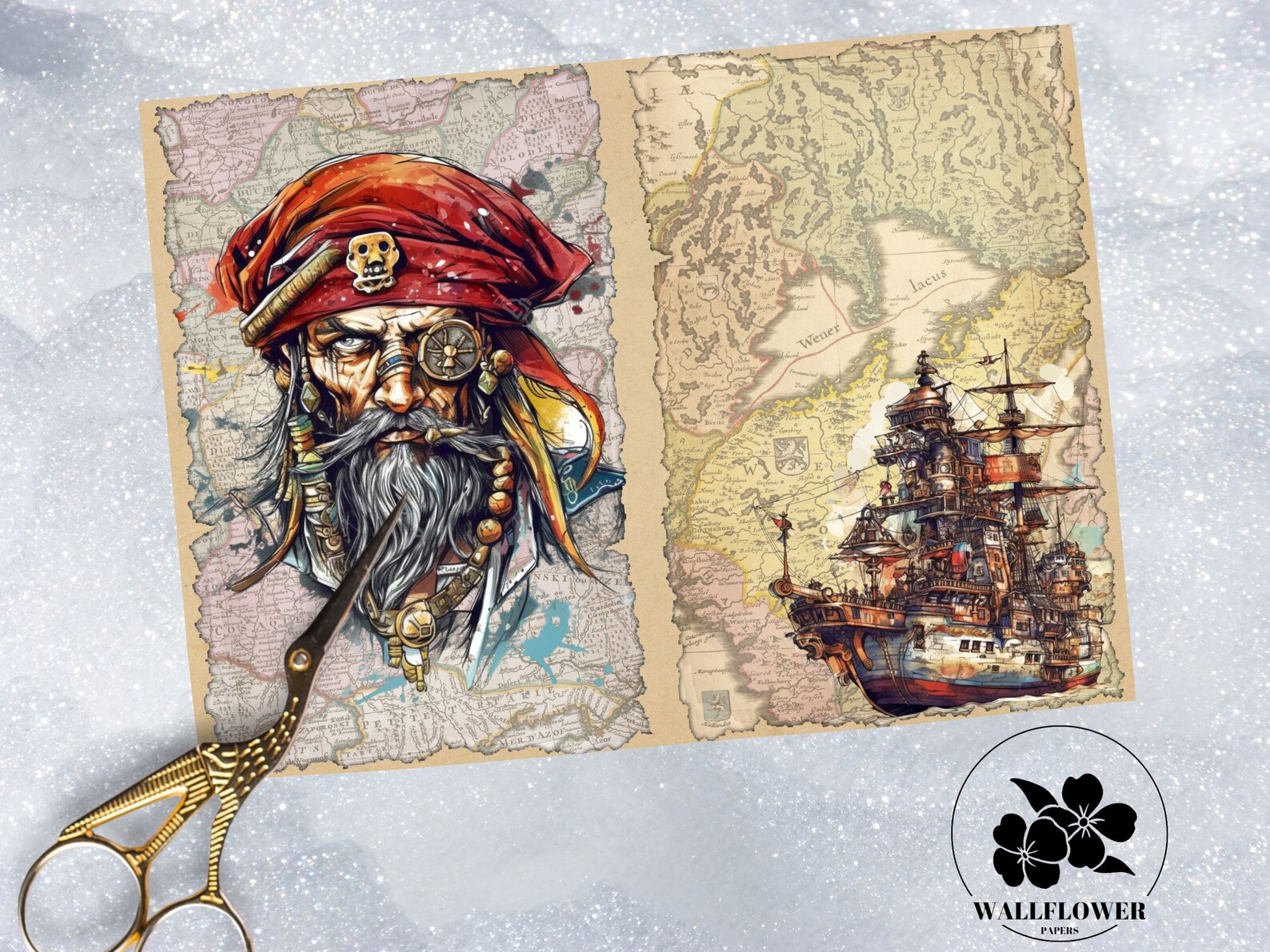 Pirate & Nautical Adventure Junk Journal Pages, Vintage Junk Journal ...