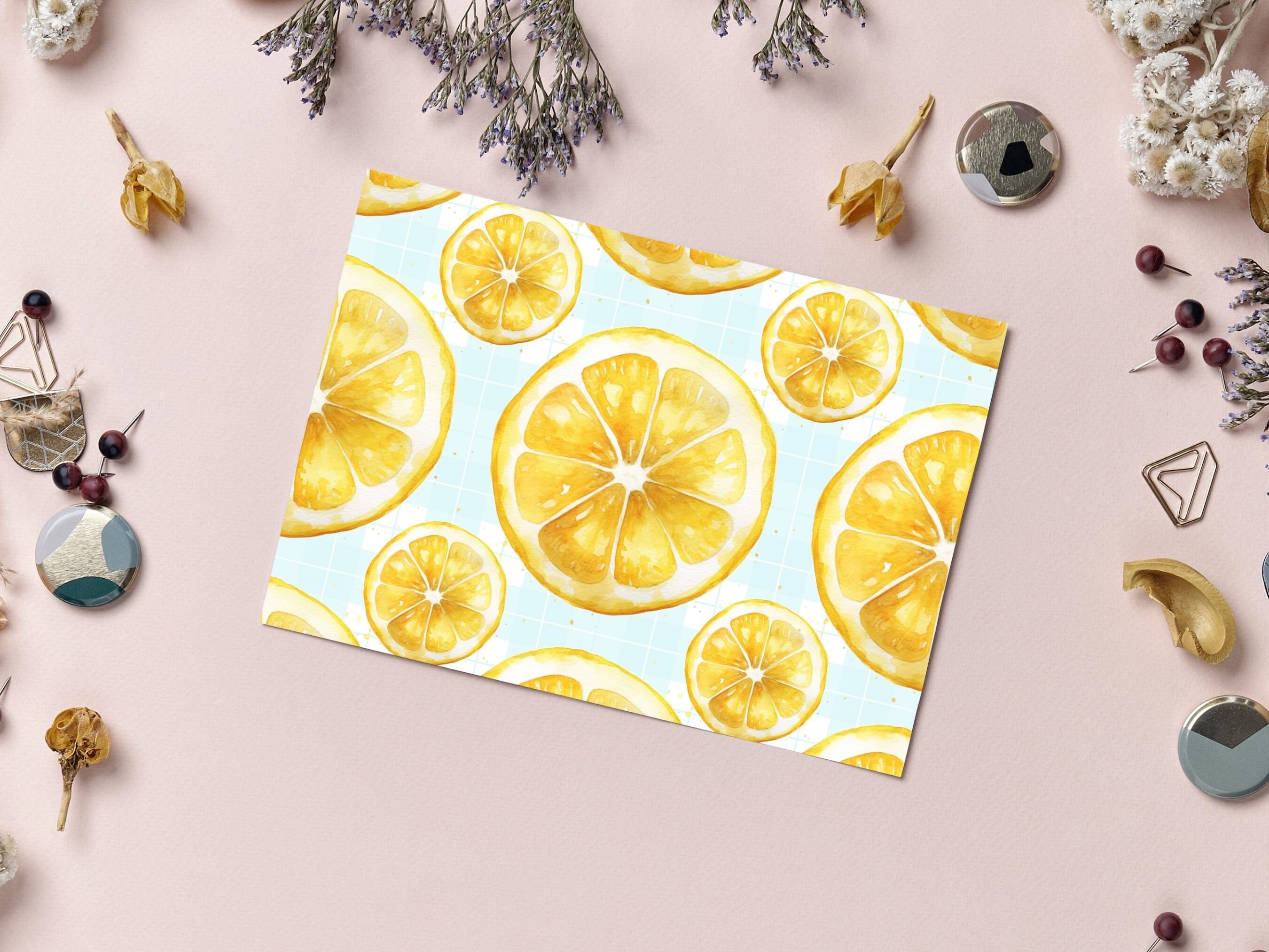 Pink Lemonade Seamless Digital Papers, Yellow Lemonade and Lemon Slices ...