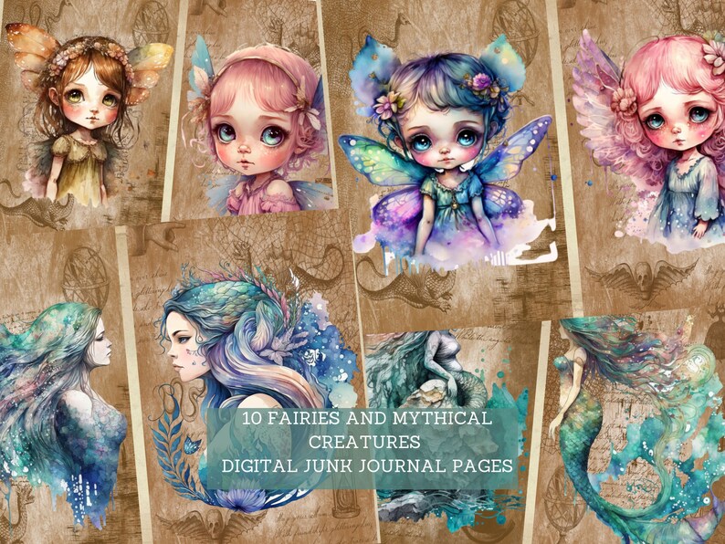 Fairies & Mythical Creatures Junk Journal Pages, Fantasy Junk Journal ...
