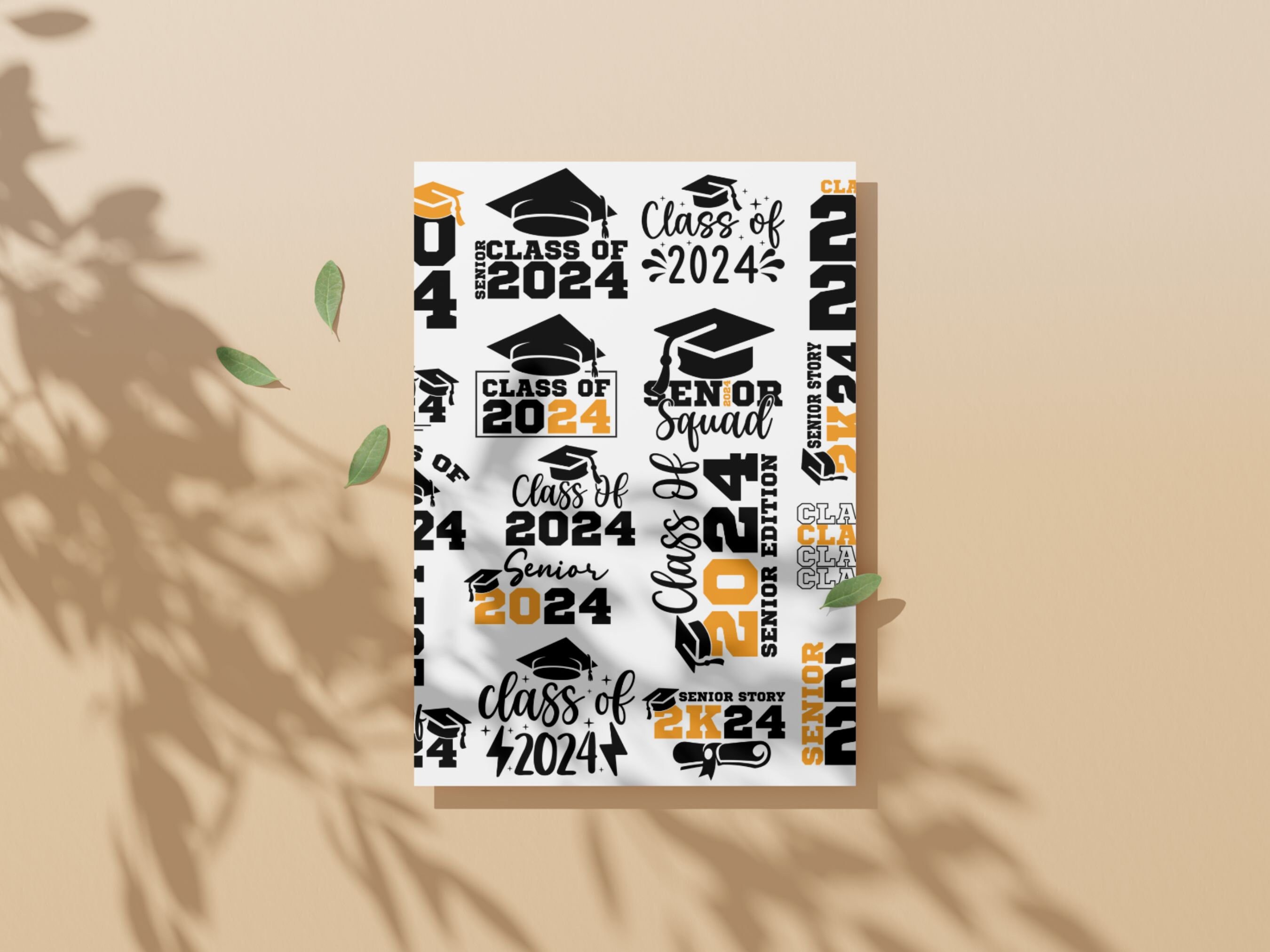 Class of 2024 Graduation Seamless Digital Papers, Graduation Hat ...