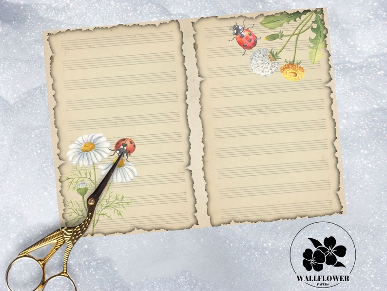 Ladybug Garden Junk Journal Pages, Vintage Garden Junk Journal Kit, Cut ...