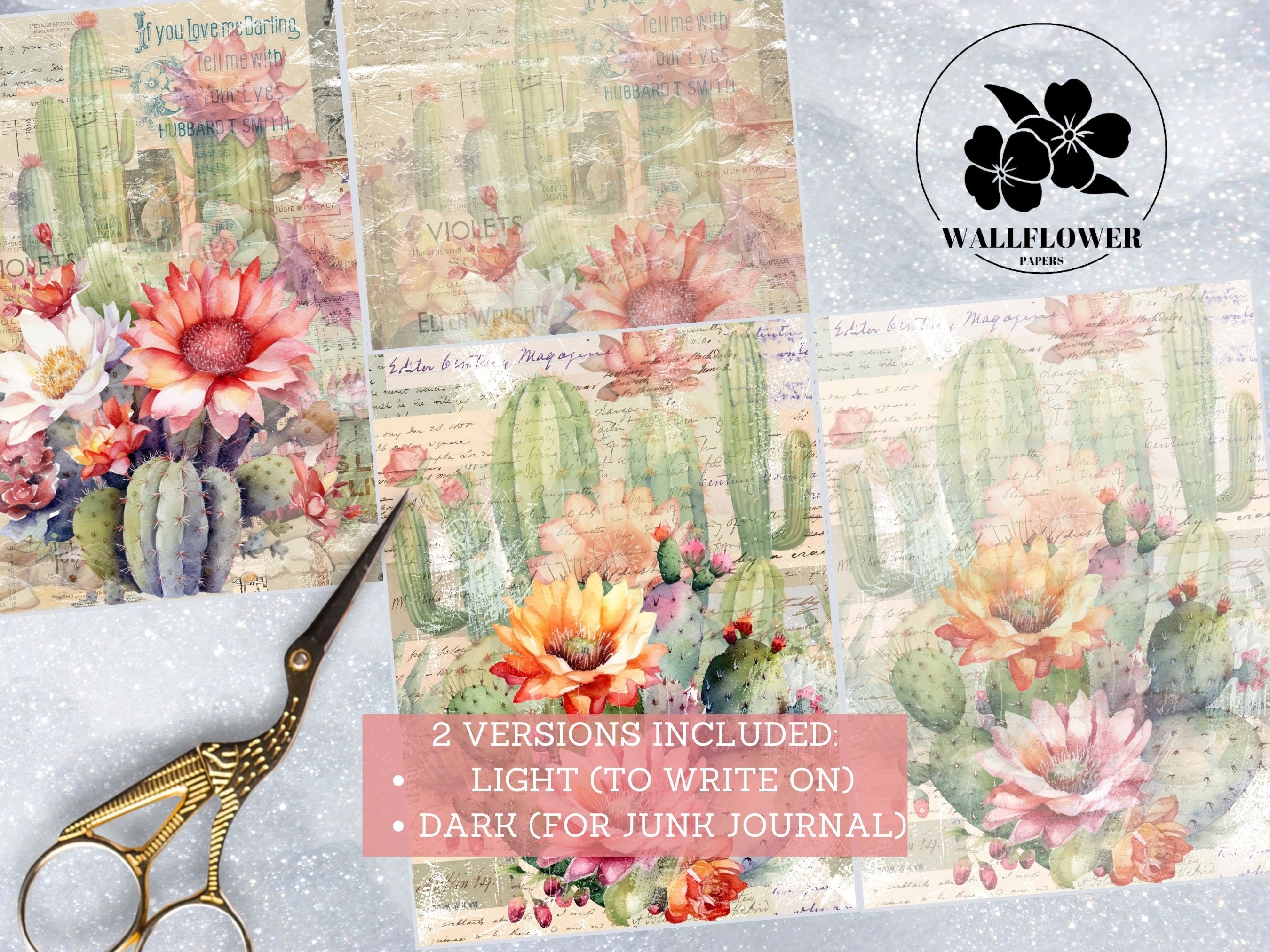 Desert Oasis Junk Journal Pages, Cactus & Desert Flowers Junk Journal ...