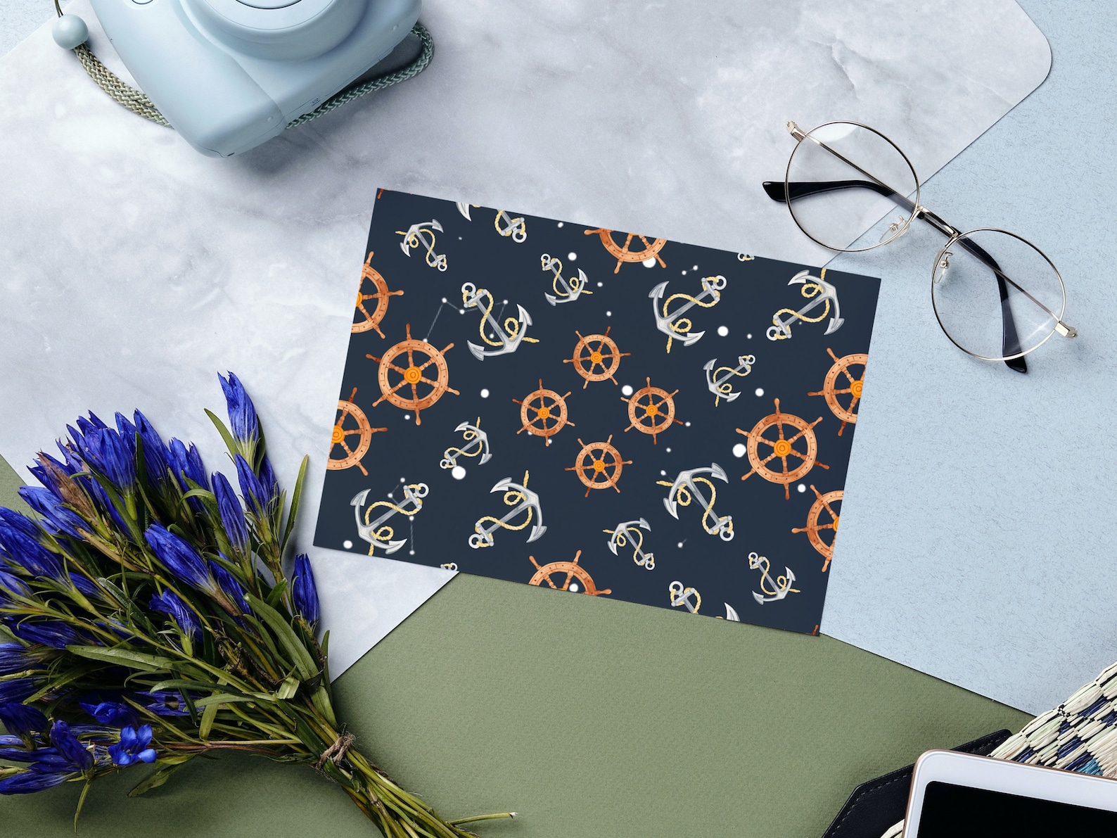 Cruise and Nautical Seamless Digital Papers, Cruise Ship and Sea ...