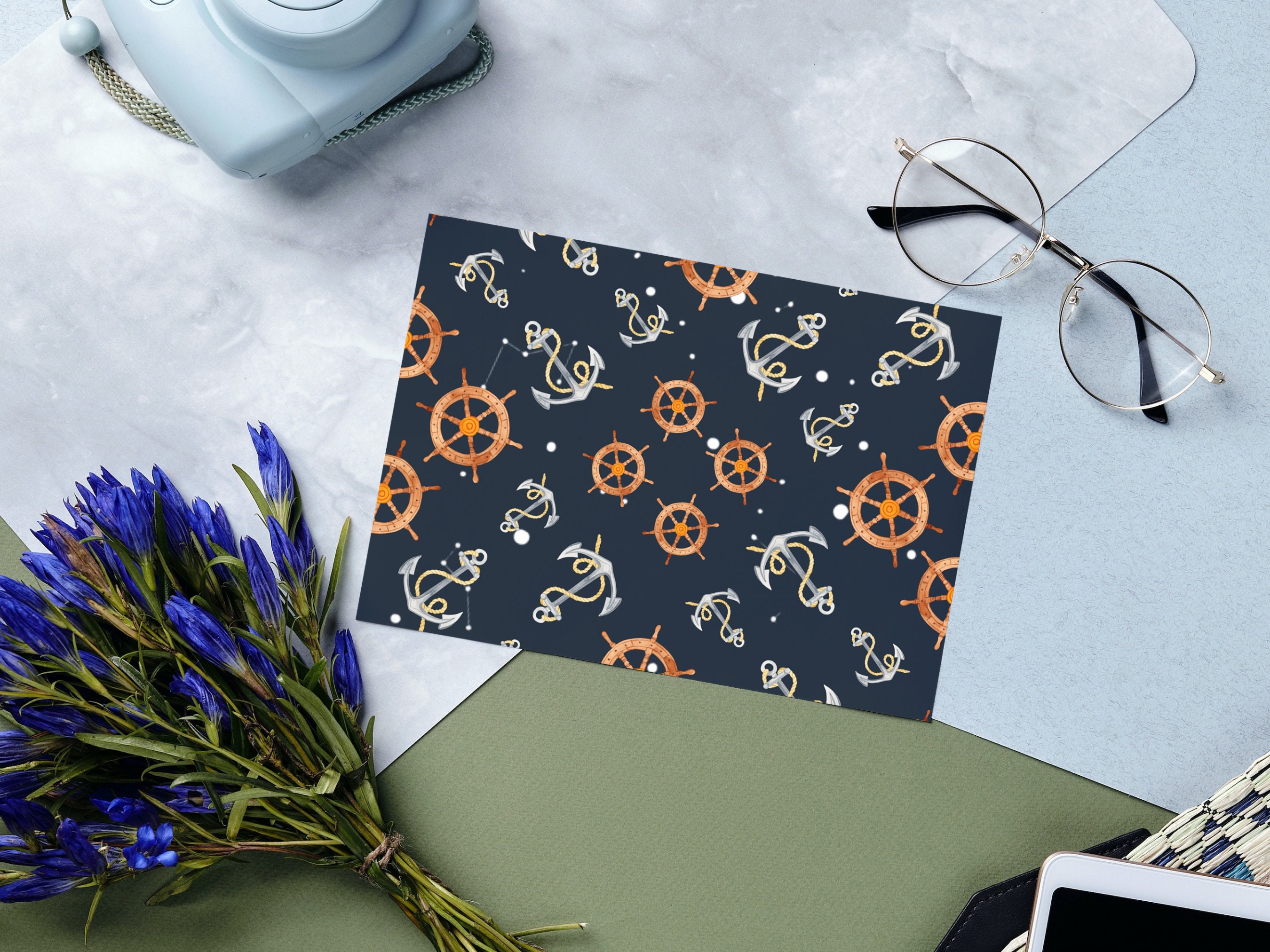 Cruise and Nautical Seamless Digital Papers, Cruise Ship and Sea ...