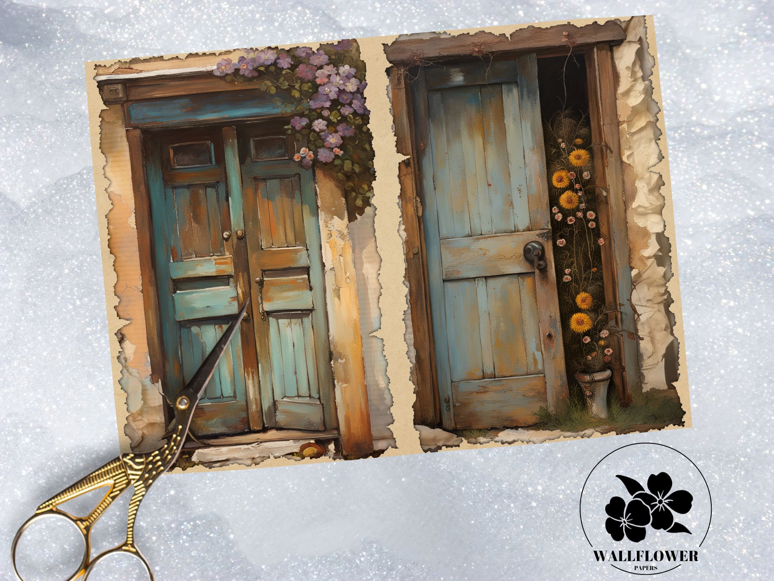 Vintage Wooden Doors Junk Journal Pages, Aged Rustic Doors Junk Journal ...