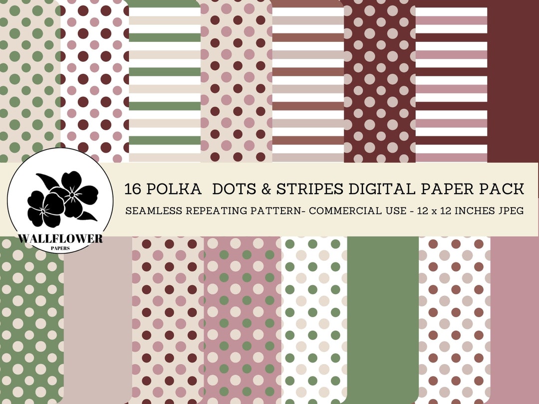 Green Beige Burgundy Seamless Digital Papers, Colored Polka Dots ...