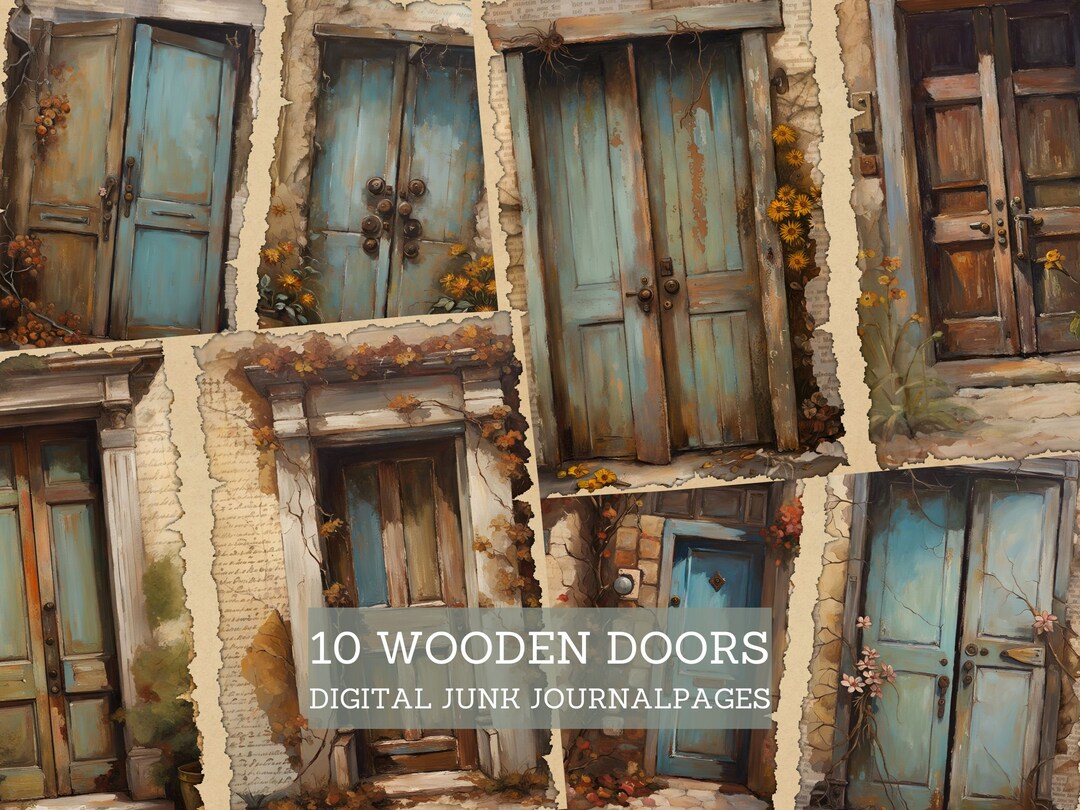 Vintage Wooden Doors Junk Journal Pages, Aged Rustic Doors Junk Journal ...
